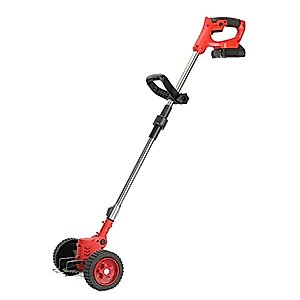 Cordless Electric Lawn Mower 24V 6000mAh Battery Powered Trimmer Rechargeable Telescopic Rod D-Shaped Handle Lawn Mower Red US Plug