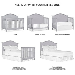 SweetPea Baby Rose 4-in-1 Convertible Crib in Silver Shimmer, Baby Crib with Spindles, Greenguard Gold Certified, Easy Assembly, Sustainable New Zealand Pinewood