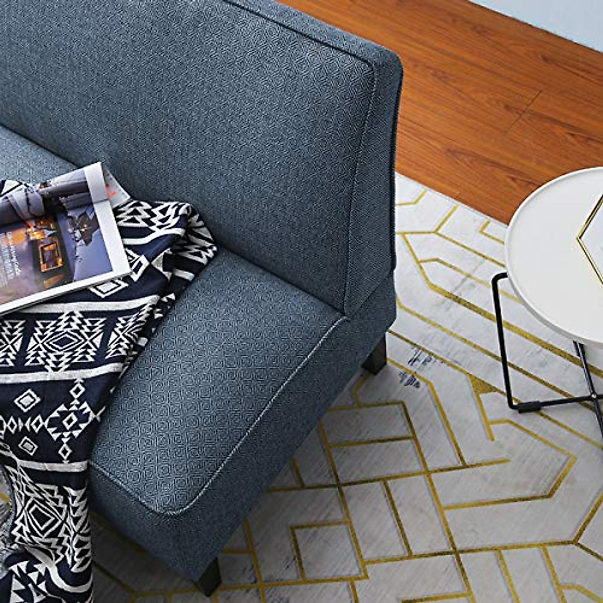 Aklaus Small Loveseat for Small Space,Armless Loveseat,Dining Bench with Back,Upholstered Dining Bench Banquettes Loveseat for Living Room, Prints