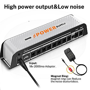 Donner DP-Z 9V Guitar Pedal Power Supply 11 Isolated DC Output with USB Port for 9V/12V/18V Effect Pedal DC 18v 2000m Input