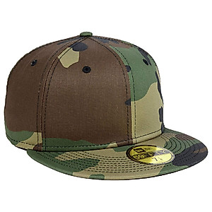 New Era Blank 59fifty Fitted Flat Bill Cap, Woodland Camo 7 1/2