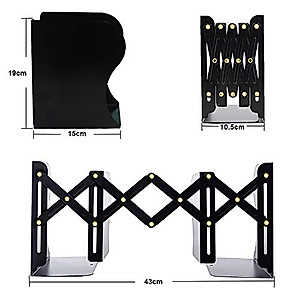 DARUITE Adjustable Bookends for Shelves Book Ends to Hold Books Bookends for Heavy Books Office Desk Book Organizer Non-Skid Bookend(Black x 1)