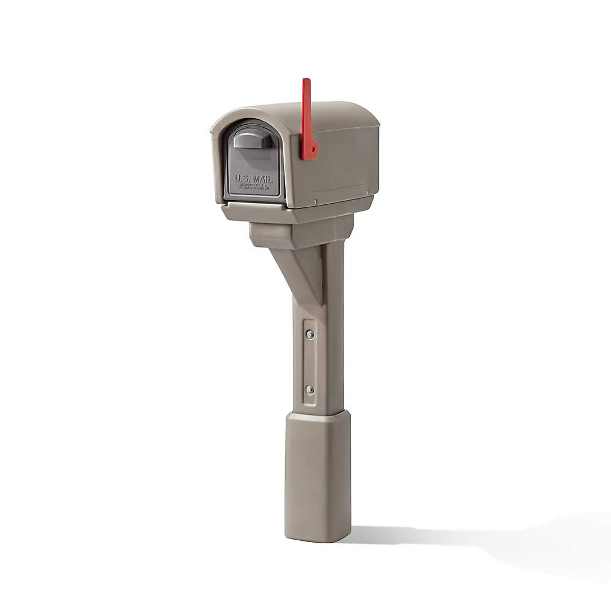 Step2 MailMaster Express Mailbox & Post, Weather Resistant, Large Outdoor Mailboxes, Made of Durable Plastic, Easy to Install, Flag Included, Mocha