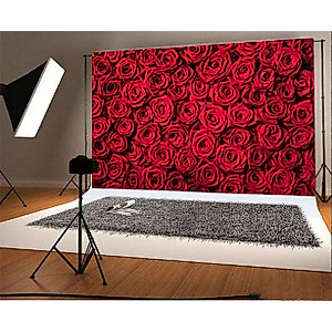Laeacco 10x8ft Red Rose Backdrop Flowers Rose Wall Background Valentines Day Backdrop Wedding Photo Booth Girls Birthday Decoration Bridal Shower Party Banner Lovers Portraits Video Props Wallpaper