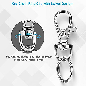 YHYZ Keychain Key Chain Rings Clips Swivel Bulk (40pcs), Small + Medium + Large, Swivel Lanyard Snap Hooks (Lobster Claw Clasp) with Rings, for Keychain Crafts Resin, Lanyard, Bag, Purse,Tag