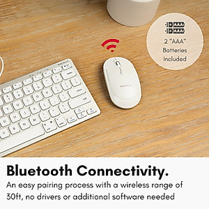 Macally Wireless Bluetooth Mouse for Mac, MacBook Pro/Air, iPad, and PC - Quiet Click and Comfortable Wireless Mouse - Compatible Wireless Apple Mouse - White Laptop Mouse Bluetooth