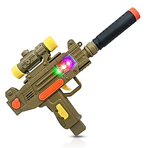 ArtCreativity LED Uzi Style Play Gun with Lights & Sound, 12.5 Inch Toy Gun with Awesome LED & Realistic Sound Effects, Pretend Play Firearm Toy, Great Birthday Gift for Kids - Batteries Not Included