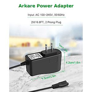 Meridian Trimmer Charger Replacement for Meridian Grooming Electric Shaver Trimmer 5V Charging Cable for Meridian Power Cord Adapter 5V 1A Wall Charger AC/DC Power Adapter with Shaver Brush 6.6FT