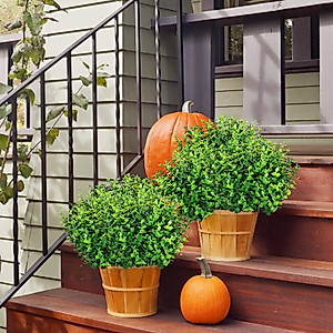 Ouddy Decor 8 Bundles Artificial Greenery Stems Fake Plants Outdoor UV Resistant Faux Plastic Boxwood for Kitchen Office Garden Porch Farmhouse Window Box Home Decor