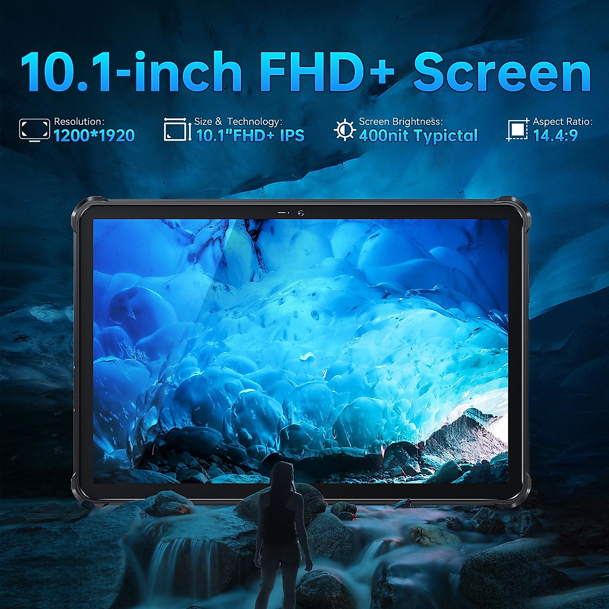 OUKITEL RT7 5G Rugged Tablet Android 13, 32000mAh Battery 24GB+256GB - Waterproof Tablet, 10.1" FHD+Tablets 33W Fast Charging,48MP+32MP+20MP Night Vision Camera,5G Dual SIM+5G WiFi/OTG/GPS/T-Mobile