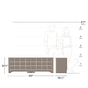 Prepac 24 Pair Shoe Storage Cubby Bench, Black