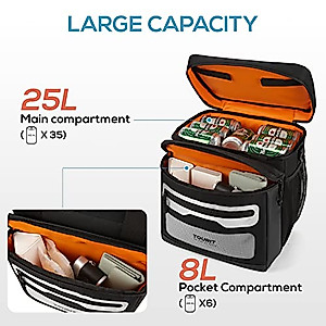 TOURIT Soft Cooler Bag 40/52 Can Large Collapsible Soft Sided Cooler 33/39 L Beach Portable Cooler Ice Chest Insulated for Picnic, Beach, Trip, Black