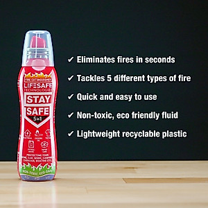 StaySafe 5-in-1 Fire Extinguisher | For Home, Kitchen, Car, Garage, Boat | The best small extinguisher that tackles 5 types of fire in seconds
