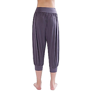 LKXHarleya Women Modal Harem Yoga Pants Loose Casual Fold Over Pilates Capri Pants Yoga Pants