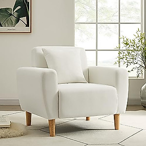 FREEHOMAE Polyester Accent Chair for Living Room Square Arm Chair with Toss Pillow Comfy Single Sofa Club Chair for Small Space