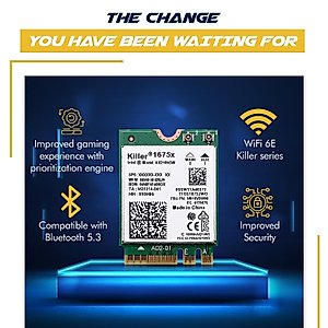 HighZer0 Electronics Killer Series for Intel AX1675x Gaming WiFi 6E Adapter Upgrade | M.2 WiFi Card for PC | 2.4 Gbps WiFi | Bluetooth 5.3 Compatible | for Most Intel and AMD Systems (AX1675x)