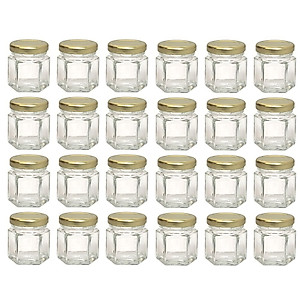 nicebottles Hexagon Glass Jars, Mini Hex Jars 1.5 Oz - Case of 24