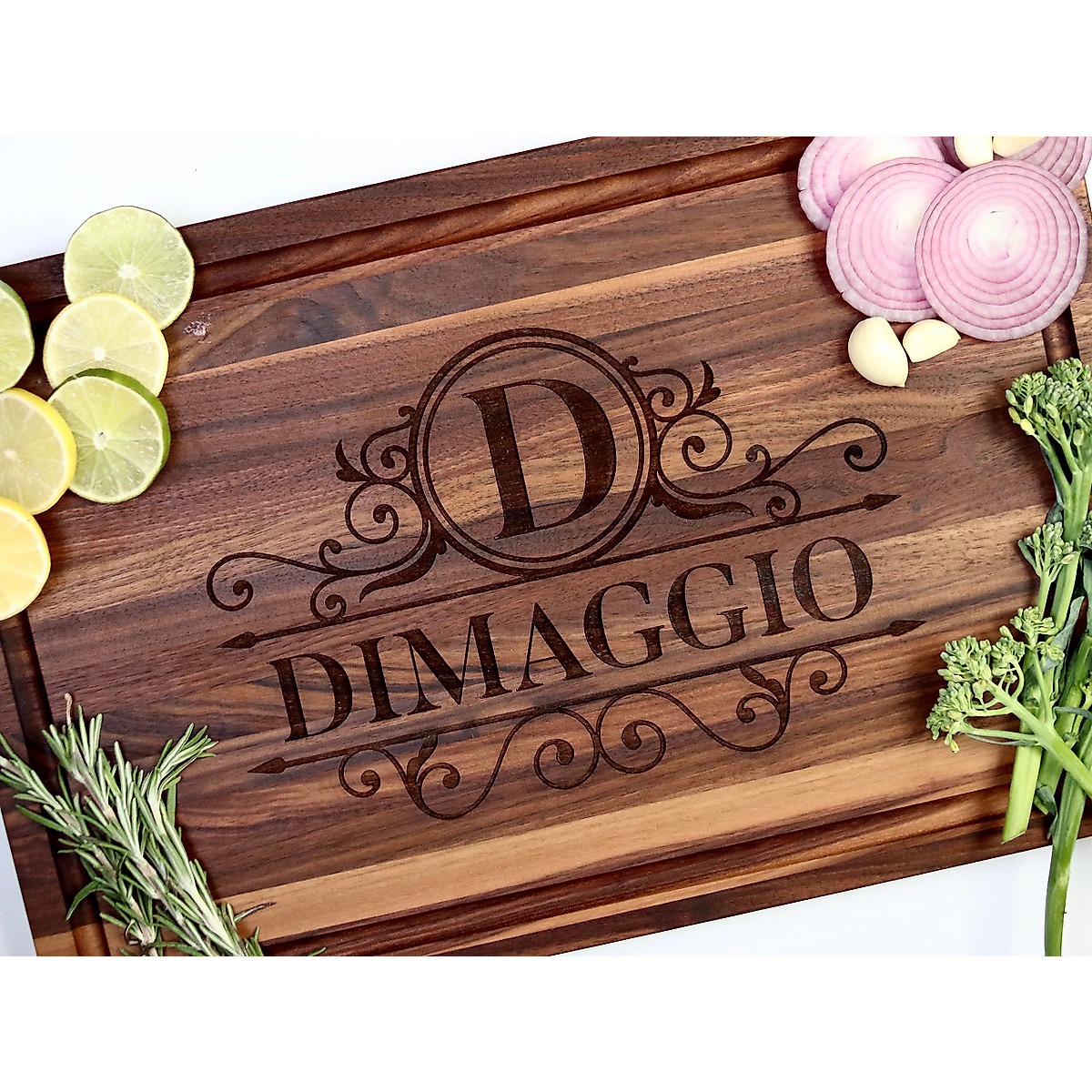 MODERN MADE DESIGNS Handmade Cutting Board, Personalized Bamboo, Walnut, Cherry or Maple Wood Engraved Boards USA Made, Customizable for Weddings, Anniversary, Housewarming, Kitchen Decor, Gift Idea