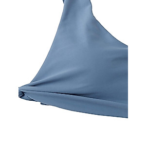 Verdusa Women's Twist Front High Cut Thong Two Piece Bikini Set Swimsuit Slate Blue S