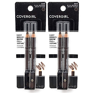 CoverGirl Brow & Eye Makers Brow Shaper & Eyeliner, Midnight Brown 505.06 oz (Pack of 2)