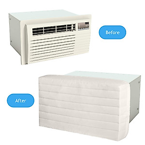 Tatuo 2 Pieces Indoor Air Conditioner Cover Inside Window Unit Double Insulation Cover with Drawstring (White, 21 x 14 x 3 Inch)