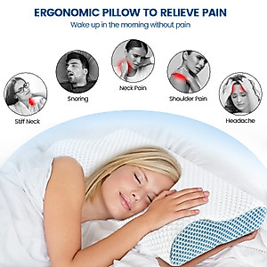 Memory Foam Pillows Neck Pillow for Sleeping, Ergonomic Contour Cervical Pillow Neck Support Bed Pillow for Side Back Stomach Sleeper, Orthopedic Pillow for Neck Pain Relief