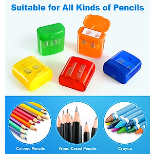 100 Pack Pencil Sharpeners Bulk - Double Hole Pencil Sharpener Manual with Cover for School Kids, Small Cute Pencil sharpeners Handheld for Students School Classroom Supplies