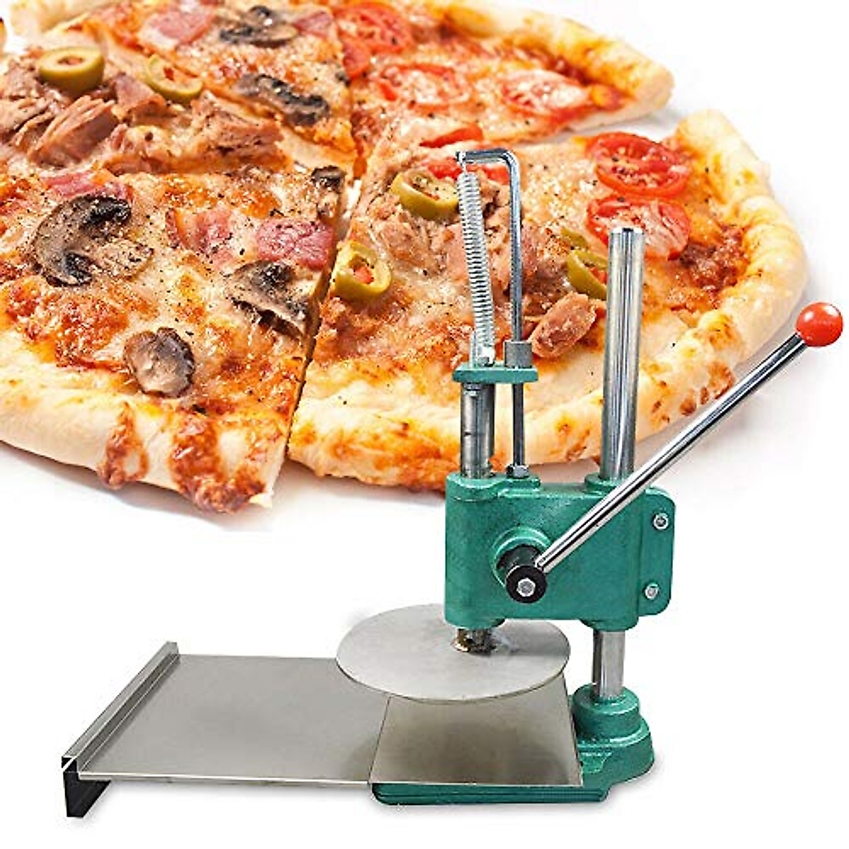 JINHZIXIU 9.5in Pizza Dough Press Manual For Home Or Commercial Use Stainless Steel