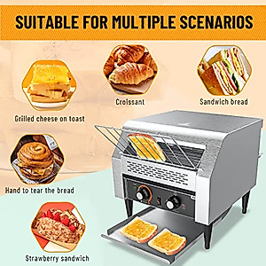 Commercial Toaster Conveyor 150slices/h Restaurant Toaster for Bun Bagel Bread Heavy Duty Stainless Steel Conveyor Toaster