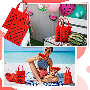 Sumind 24 Pieces Ladybug Party Favors Bags Ladybug Watermelon Goodie Gift Bags Red Black Polka Dot Non Woven Bag with Handles for Birthday Party Decoration Supplies