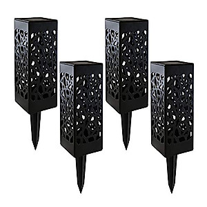 Lumabase Solar Powered Pathway/Tabletop Lights, Black, Set of 4, 63504