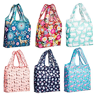 Sinoetron Reusable Shopping Bags 6 Pack Shopping Bags for Groceries Large Bulk Machine Washable Reusable Grocery Bags for Christmas gifts