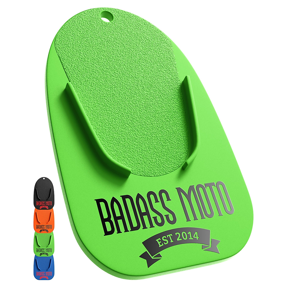 Badass Moto Motorcycle Kickstand Pads - Motorcycle Pads Durable Motorcycle Kickstand Plate, Biker Kick Stand, Motorcycle Stand Pad - Park Your Bike on Hot Pavement, Grass, Soft Ground - Go Fast Green