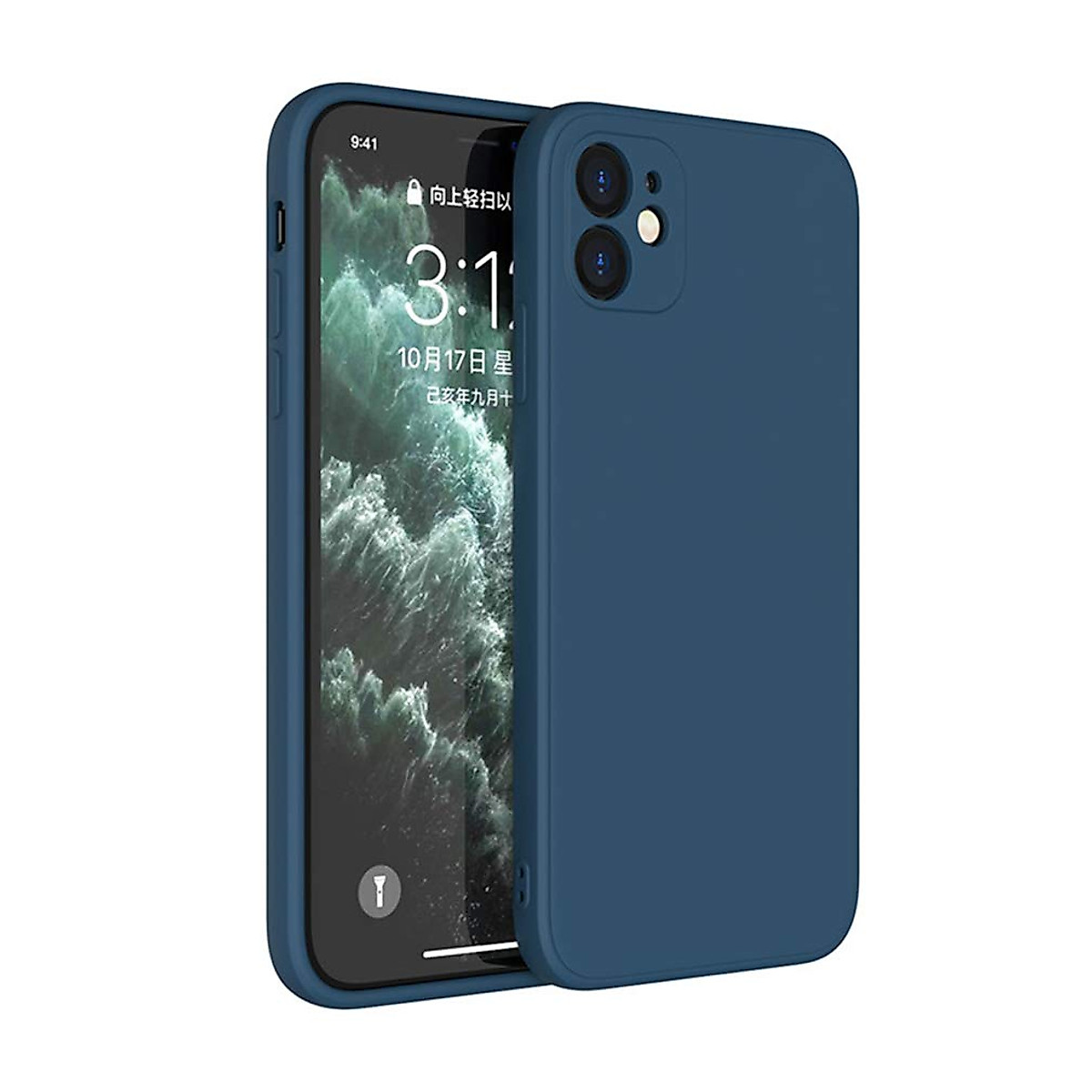 Liquid Silicone Case Compatible with iPhone 12 Mini 5.4", Anti Scratch & Fingerprint, Microfiber Liner Shockproof Full Body Covered Slim Soft Gel Rubber Enhanced Camera & Screen Drop Protection, Blue