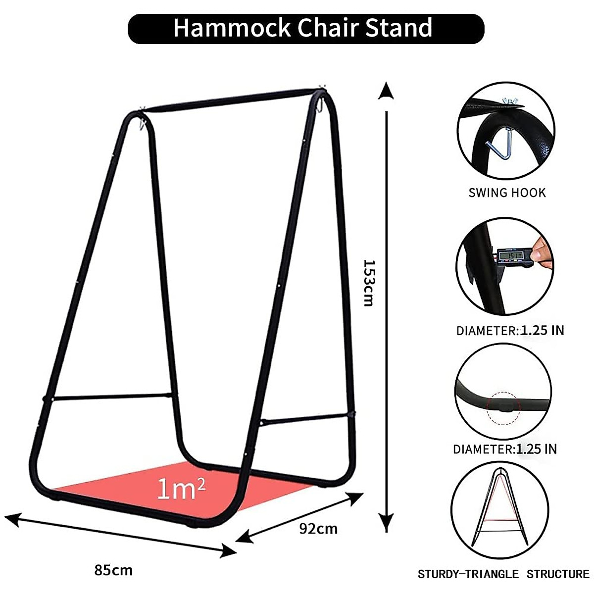Hammock Chair with Stand,Hammock Chair Stand with Swing Chair Included,Heavy-Duty Hammock with Stand Included, Max 450 Lbs Swing Stand for Indoor Outdoor Patio Yard(Orange) Patented