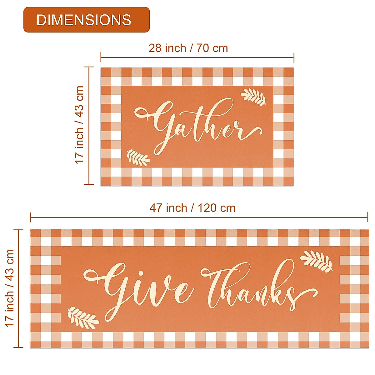 HOLVDENG Easter Bunny Kitchen Mat Set of 2 Non Slip Thick Kitchen Rugs and Mats for Floor Comfort Standing Mats for Kitchen, Sink, Office, 17"x47"+17"x28"