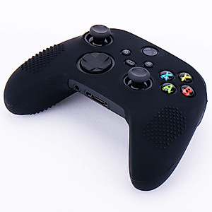 YoRHa Silicone Cover Skin Case for Xbox Series X/S Controller x 1(Black) with Thumb Grips x 10
