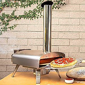 Mimiuo Wood Pellet Pizza Oven Stainless Outdoor Portable Steel Wood Fired Pizza Oven Kit with13" Pizza Stone, Foldable Pizza Peel and Automatic Rotation System (Tisserie W-Oven Series)