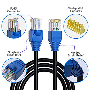 Cat5e Outdoor Ethernet Cable 100 Feet, Cat 5e Heavy Duty Internet Network LAN Cable, More Flexible Than Cat 6, Waterproof, PVC & LLDPE UV Double Jackets for in Wall, Direct Burial, Router, POE, Indoor