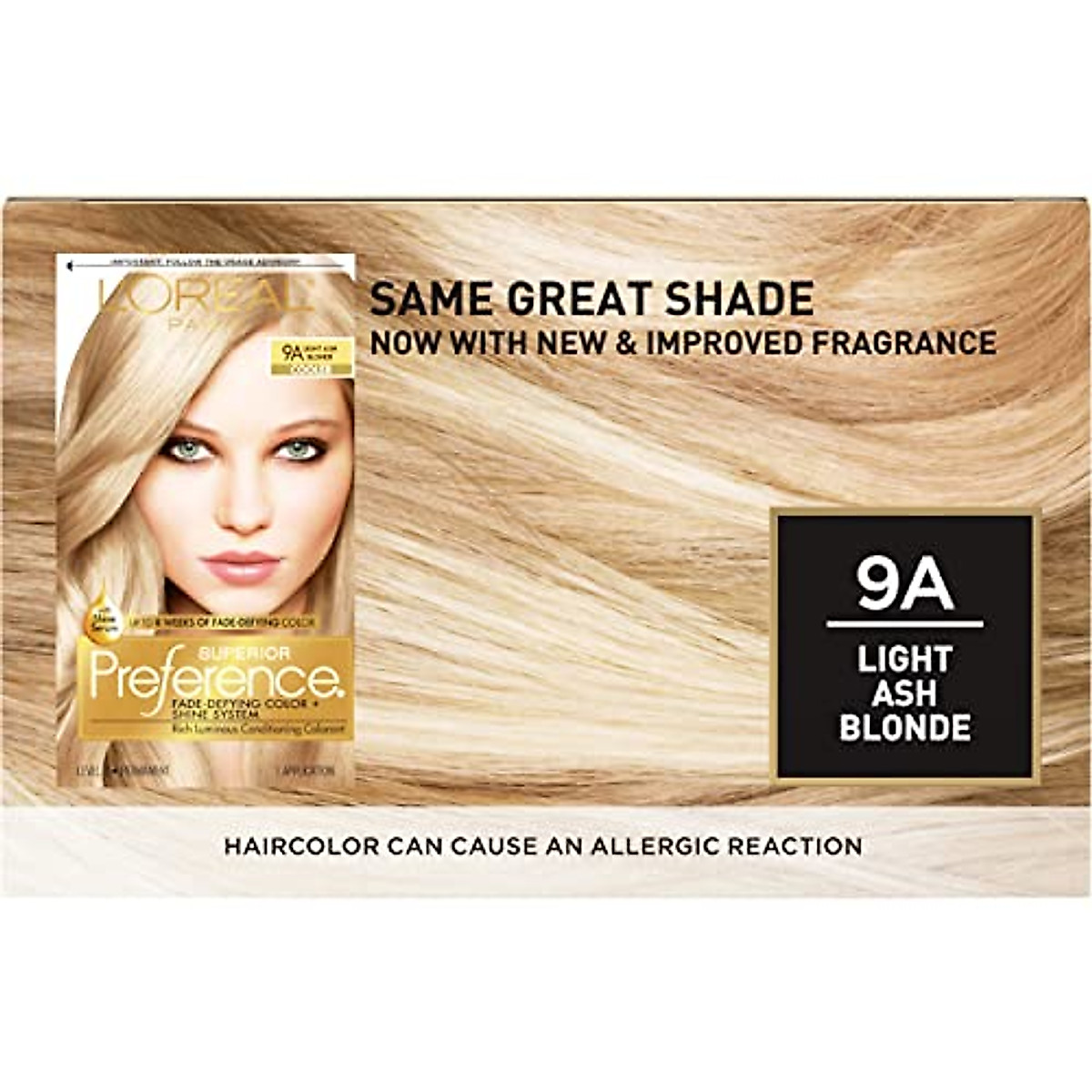 L'Oreal Paris Superior Preference Fade-Defying + Shine Permanent Hair Color, 9A Light Ash Blonde, Pack of 1, Hair Dye