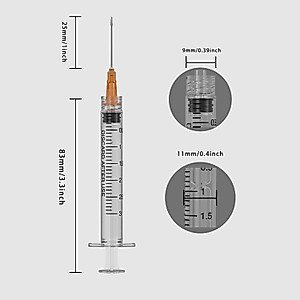 30 Pack 3ml Disposable Syringes with Needle 25Ga 1.0 inch Needle ,Luer Lock Industrial Dispensing Accessories,Individually Wrapped