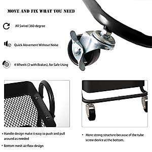 MIOCASA 4-Tier Metal Utility Rolling Cart, Heavy Duty Multifunction Cart with Lockable Casters, Easy to Assemble, Suitable for Office, Bathroom, Kitchen, Garden (Black)