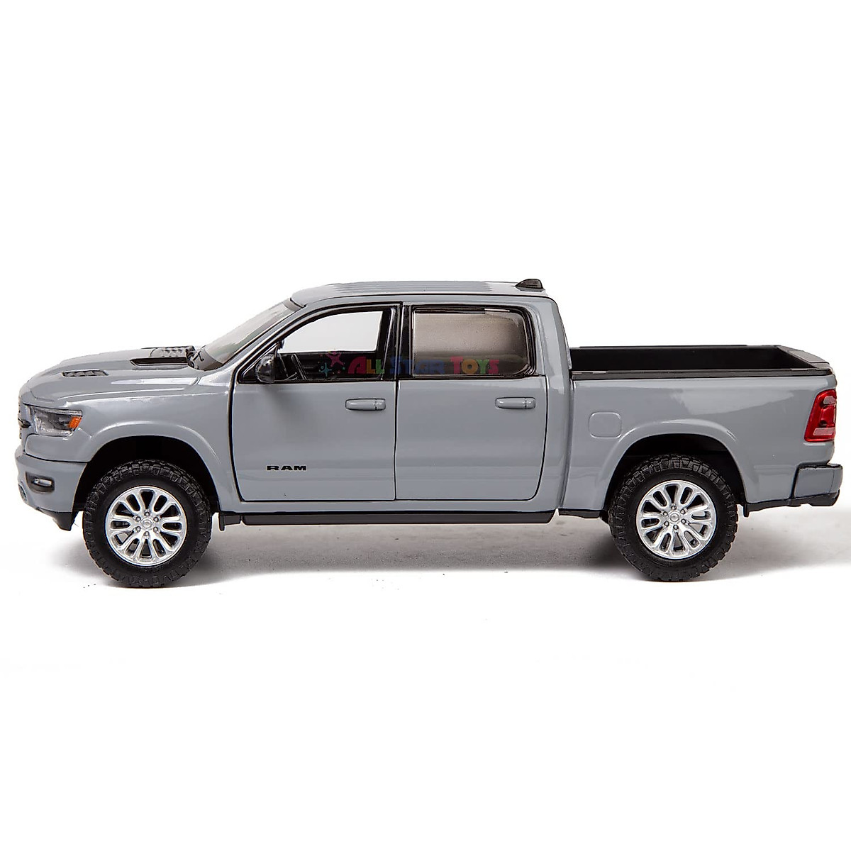 All Star Toys Exclusive 2019 Dodge RAM 1500 Laramie Crew Cab Pickup Truck Ceramic Gray 1:24 Series Diecast Model Car by Motormax 79357 Grey