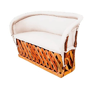 Love Seat Equipal Furniture Handmade By Equipales San Jose White Color Mexican Traditional Style Ideal for your home, house, garden, office, restaurant, hotel, bar, beach, living room, bedroom