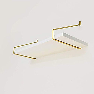 PIBM Stylish Simplicity Shelf Wall Mounted Floating Rack Shelves Solid Wood Metal Bracket Modern Simple Smooth Multifunction Save Space, White , 60x20x20CM