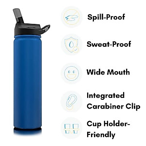 Seriously Ice Cold SIC 27oz Insulated Water Bottle Thermos, Premium Triple Layer Vacuum Stainless Steel, BPA Free Wide Mouth Lid with Carabiner Clip