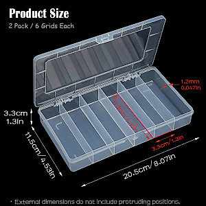 Farmer Mani 6 Grids Clear Plastic Organizer Box, Bead Storage Containers, Craft Organizers and Storage Beads Organizer, Art DIY, Crafts Jewelry Storage, Fishing Tackles, 2 PACK
