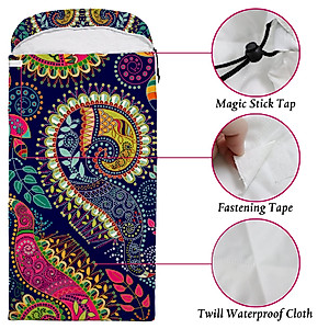Folding Sleeping Bag Sleep Bag Cover Mat Hippie Indian Colorful Heart Mandala for Travel Camping Hiking Women Men Adult 3 Seasons