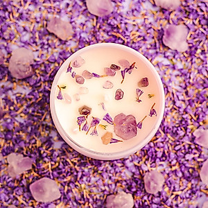 Lavender Vanilla Scented Candle with Crystal Inside,Luxury Candle Gift for Women,10oz Crystal Natural Soy Candle,Spiritual Aromatherapy Candle for Home Scented | Purify