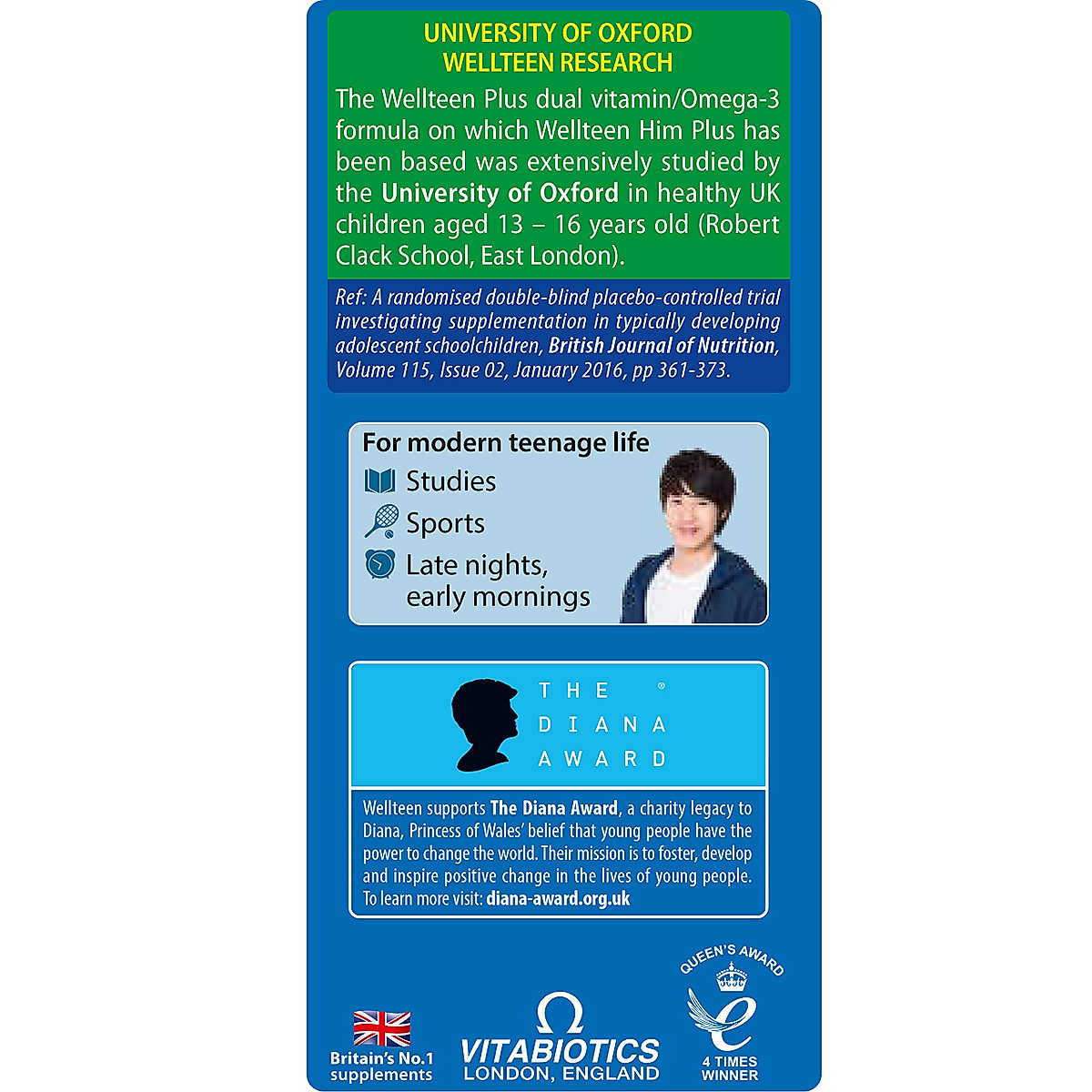 Vitabiotics Wellteen Him Plus Omega-3 - Maximum Nutritional Support for Teenagers and Young Men Ages 13-19 - 56 Tablets and Capsules